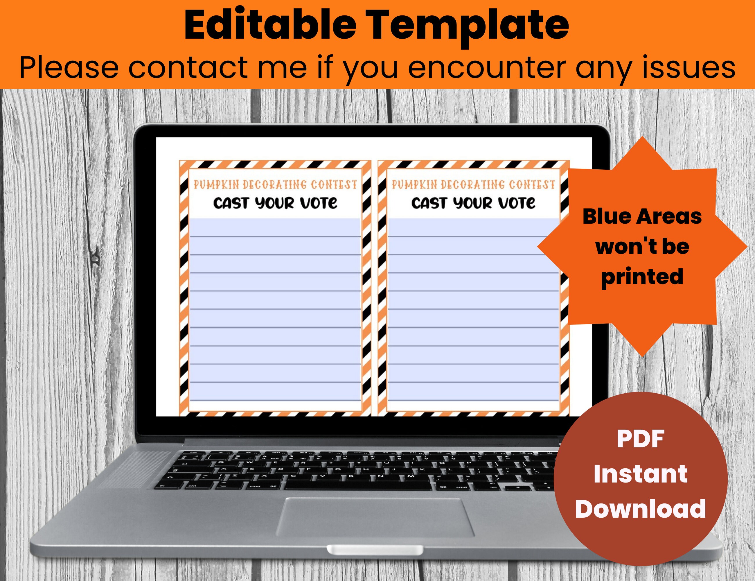 Halloween Pumpkin Decorating Contest Voting Card, Halloween Ballot ...