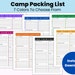 Camp Packing List Template, Editable Packing List for Camp, Printable ...