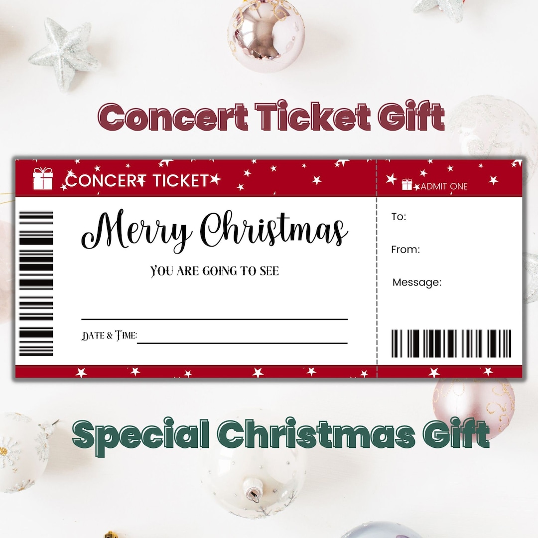Personalized Christmas Concert Ticket Card, Christmas Surprise Event ...
