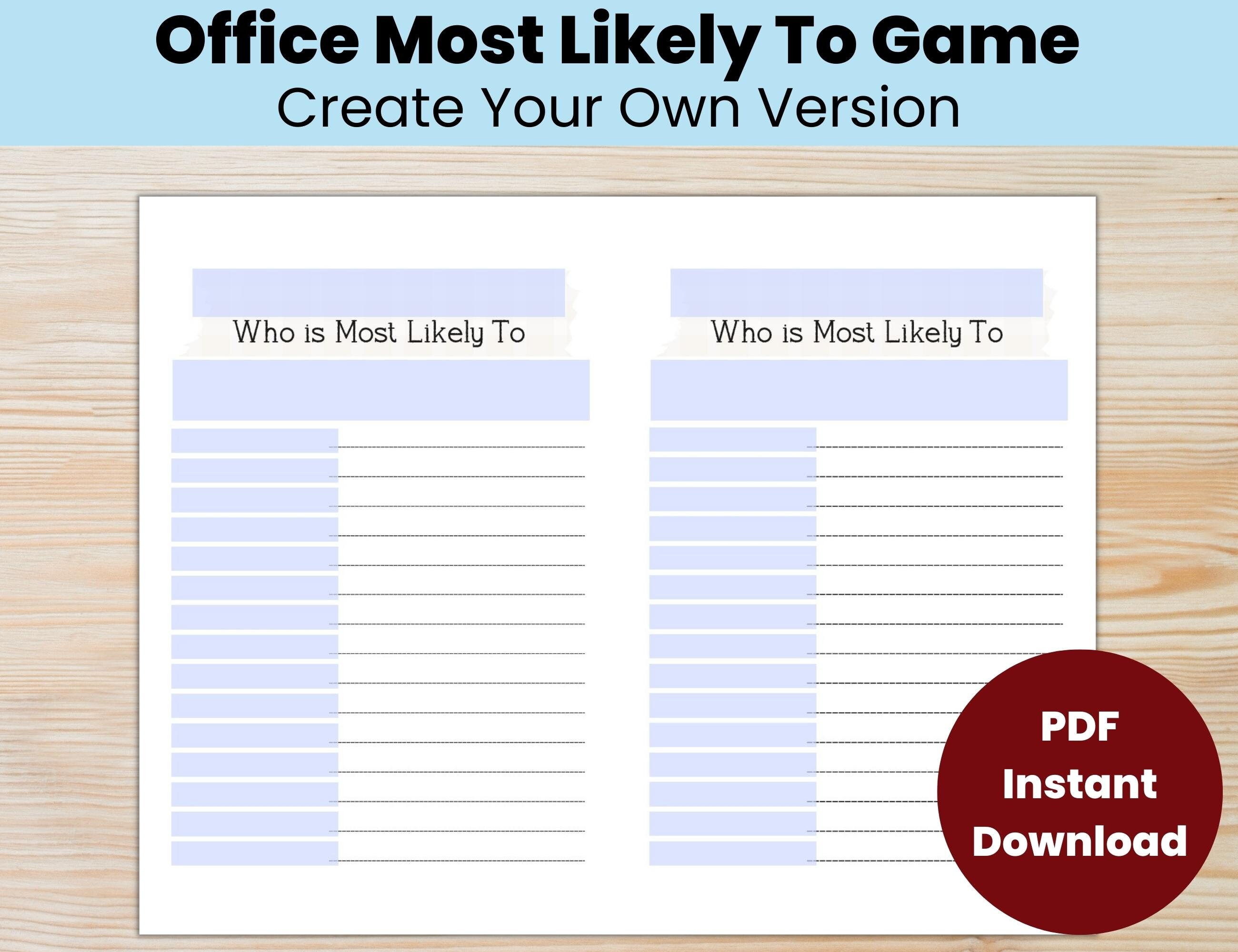 Most Likely to Game, Office Party Games, Team Building Games, Workplace ...