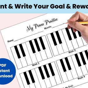 Monthly Piano Practice Chart, Music Practice Log, Music Practice ...
