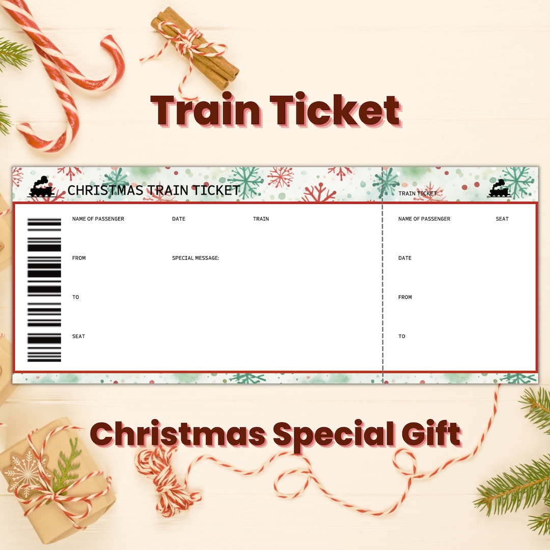 Custom Christmas Train Ticket Template, Surprise Trip Reveal, Christmas ...