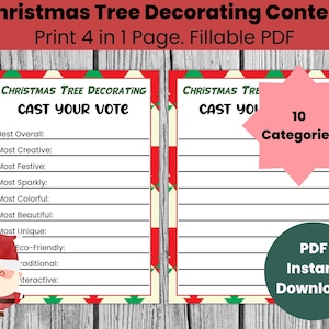 Christmas Tree Decorating Contest Award Certificates and Voting Cards ...