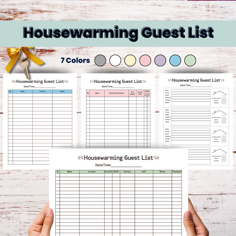 Housewarming Party Guest List Template Bundle, Guest List Tracker - Etsy