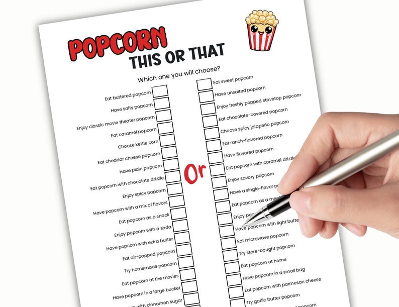 Popcorn Theme Party Games Bundle, Popcorn Movie Night Birthday Party ...