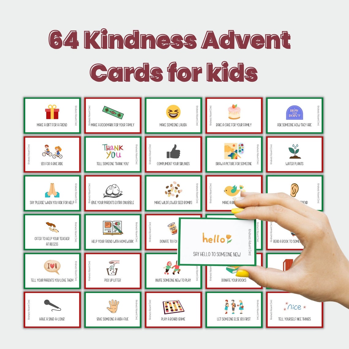 Christmas Kindness Advent Cards for Kids, Fun Christmas Activities for ...