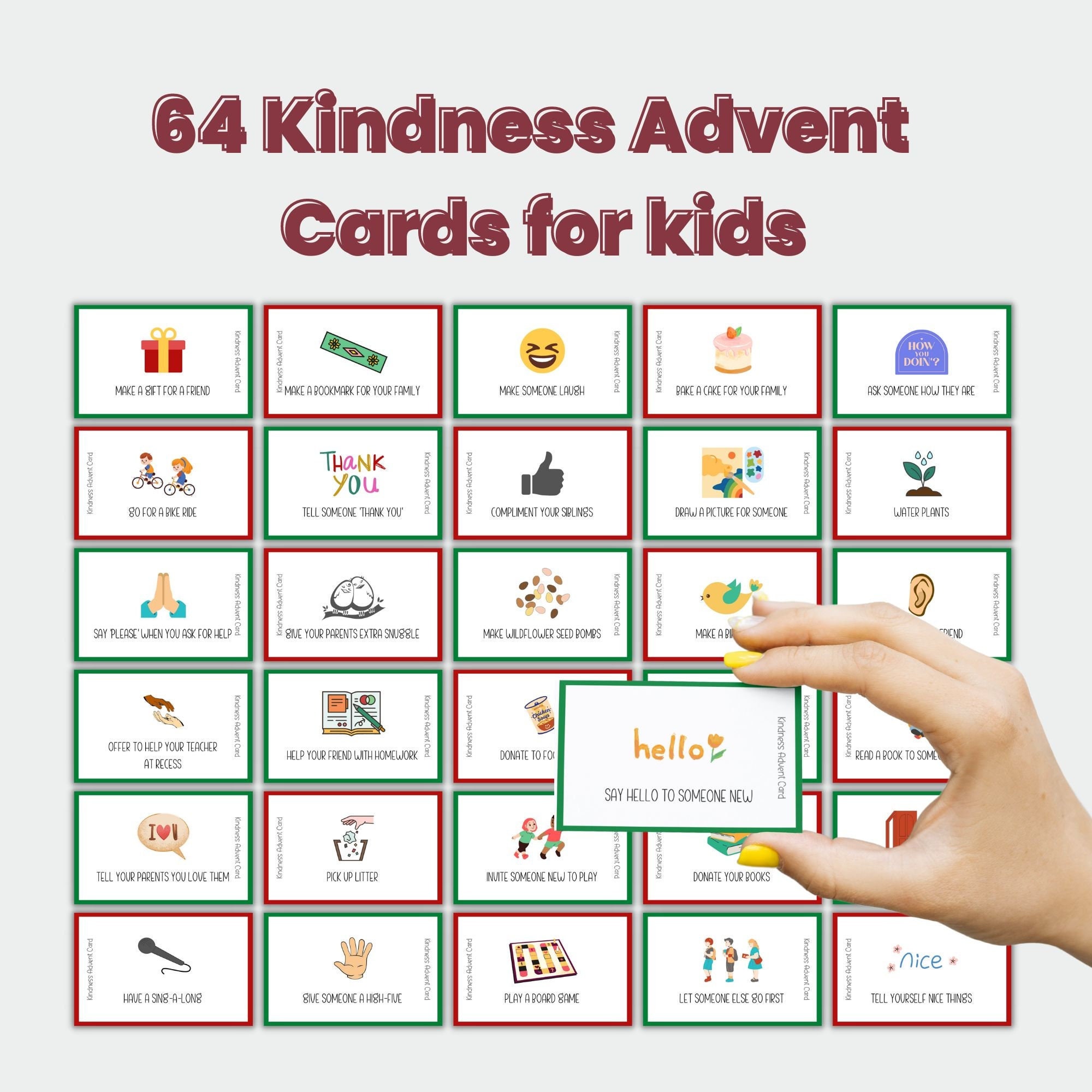 Christmas Kindness Advent Cards for Kids, Fun Christmas Activities for ...