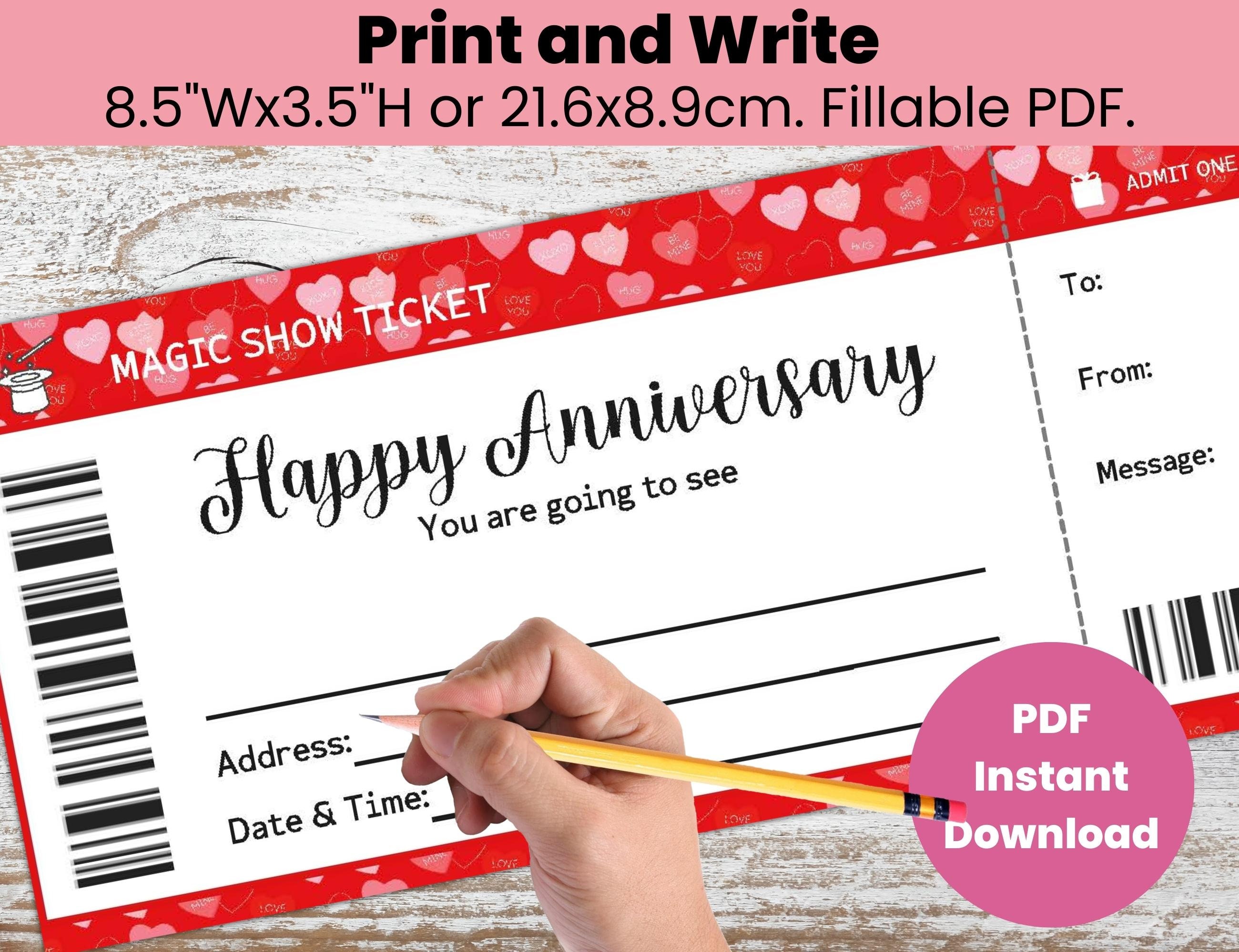 Magic Show Ticket Template Anniversary Gift Certificate, 3rd ...