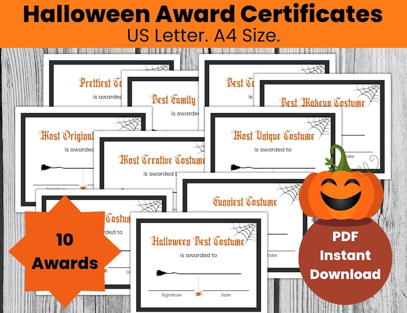 Halloween Award Certificates, Halloween Costume Contest Ballot Template ...