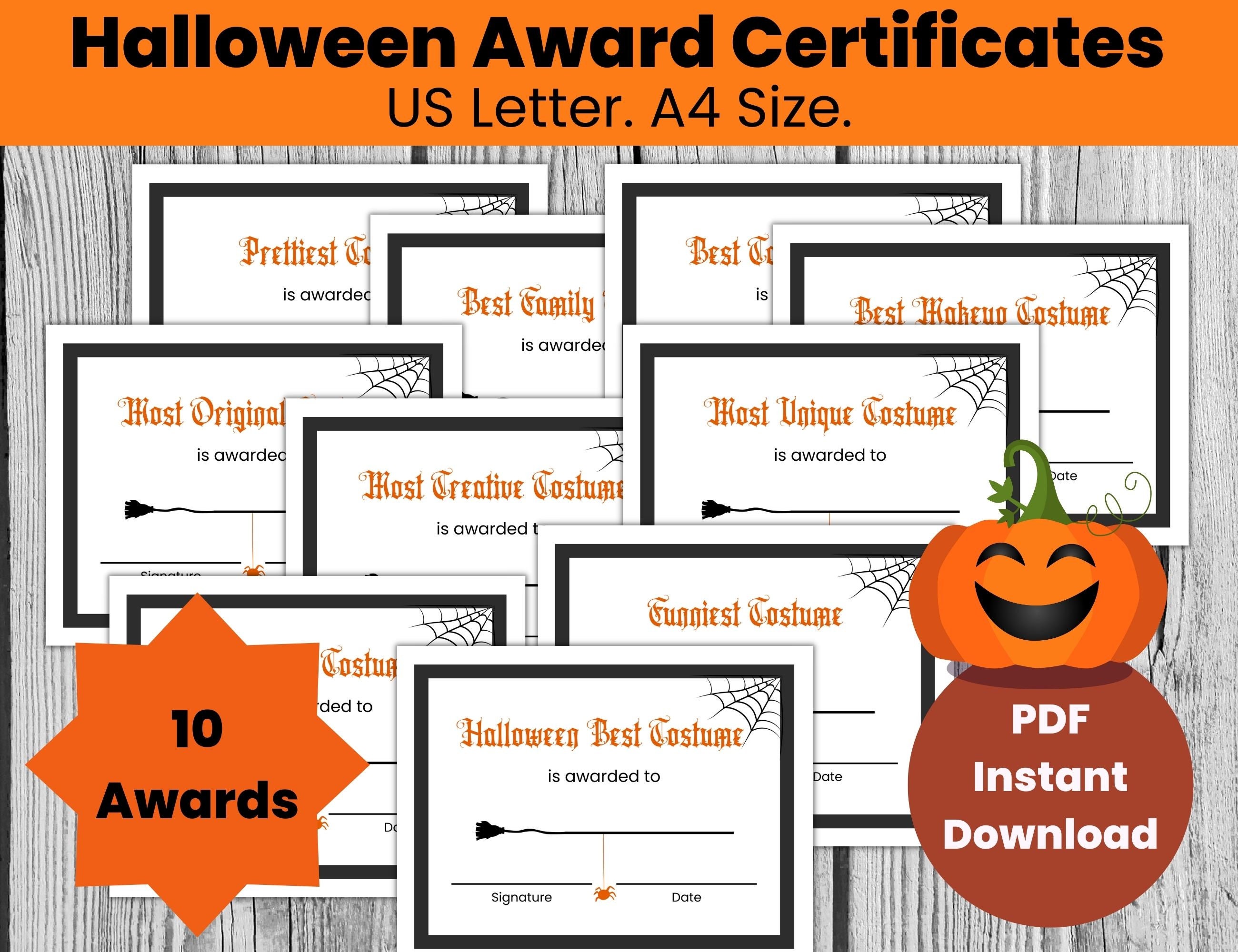 Halloween Award Certificates, Halloween Costume Contest Ballot Template ...