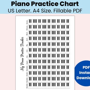 Piano Practice Chart, Music Practice Log, Yearly Practice Tracker for ...