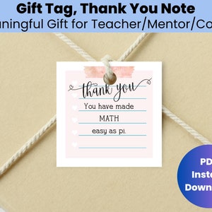Math Teacher Appreciation Week Gift Tags Printable, Teacher ...