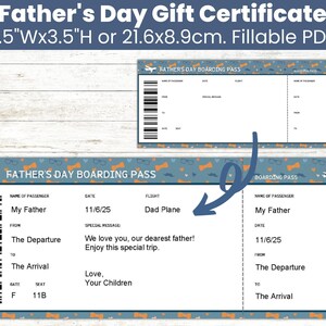 Father's Day Boarding Pass Ticket Gift Coupon Template, Fake Plane ...