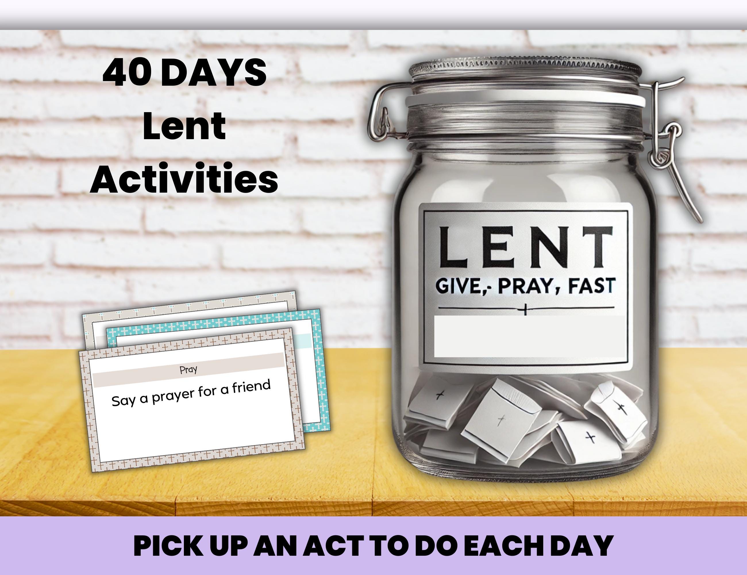 Give Pray Fast Lent Cards, 40 Days of Lent Activity, Catholic Lent ...