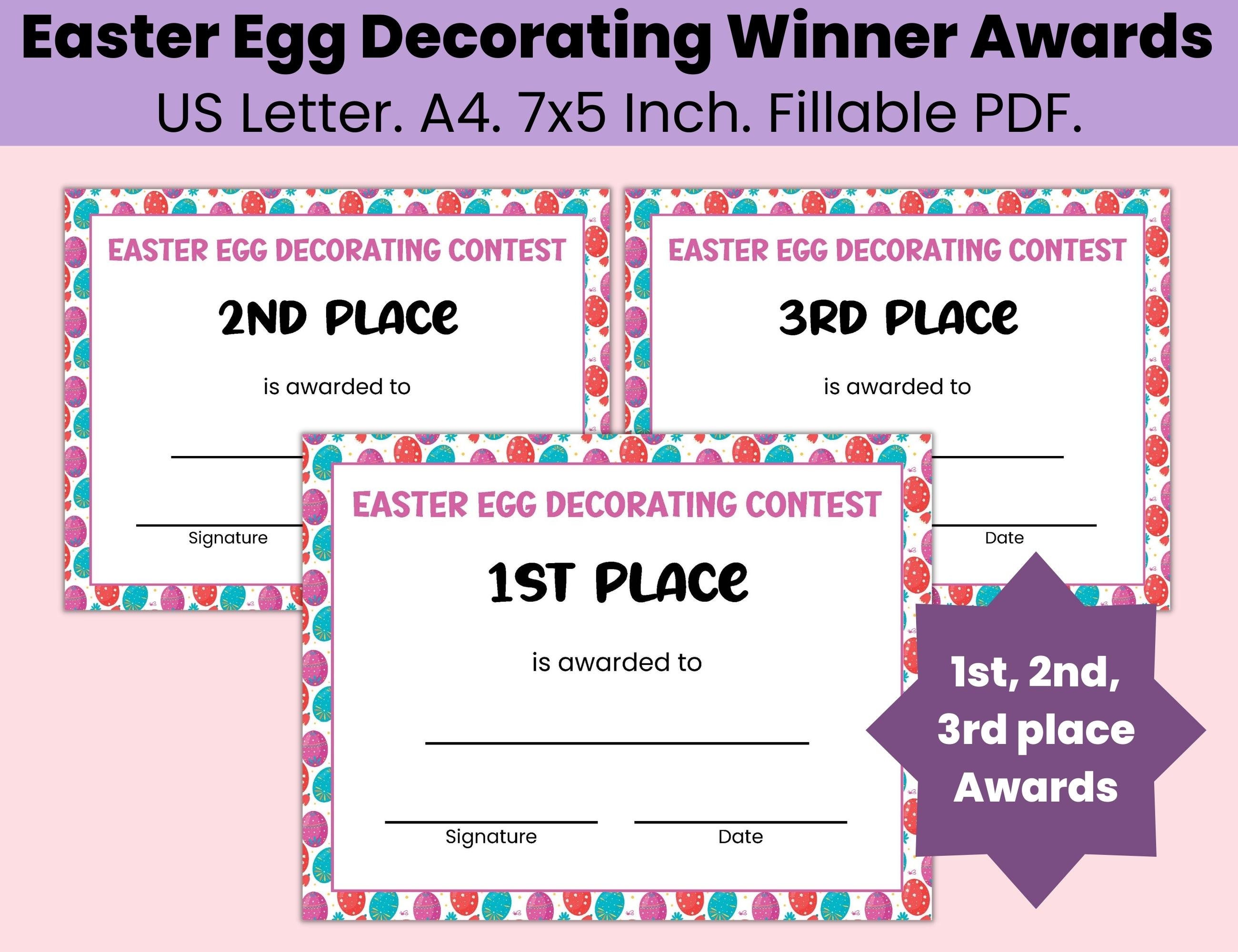 Easter Egg Decorating Contest Kit, Award Certificates, Voting Cards ...