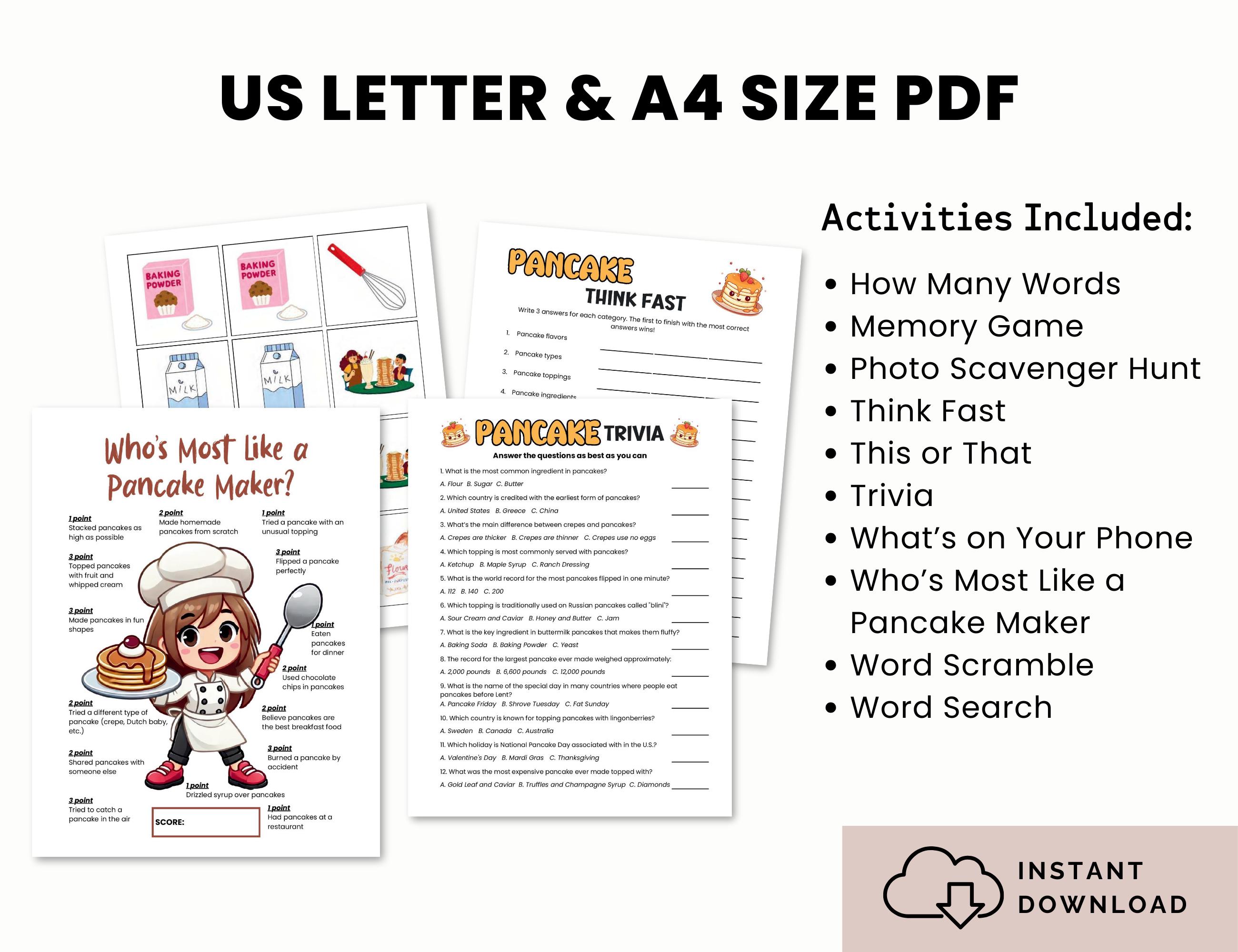Pancake Party Games Bundle, Pajama and Pancake Party, Slumber Party ...