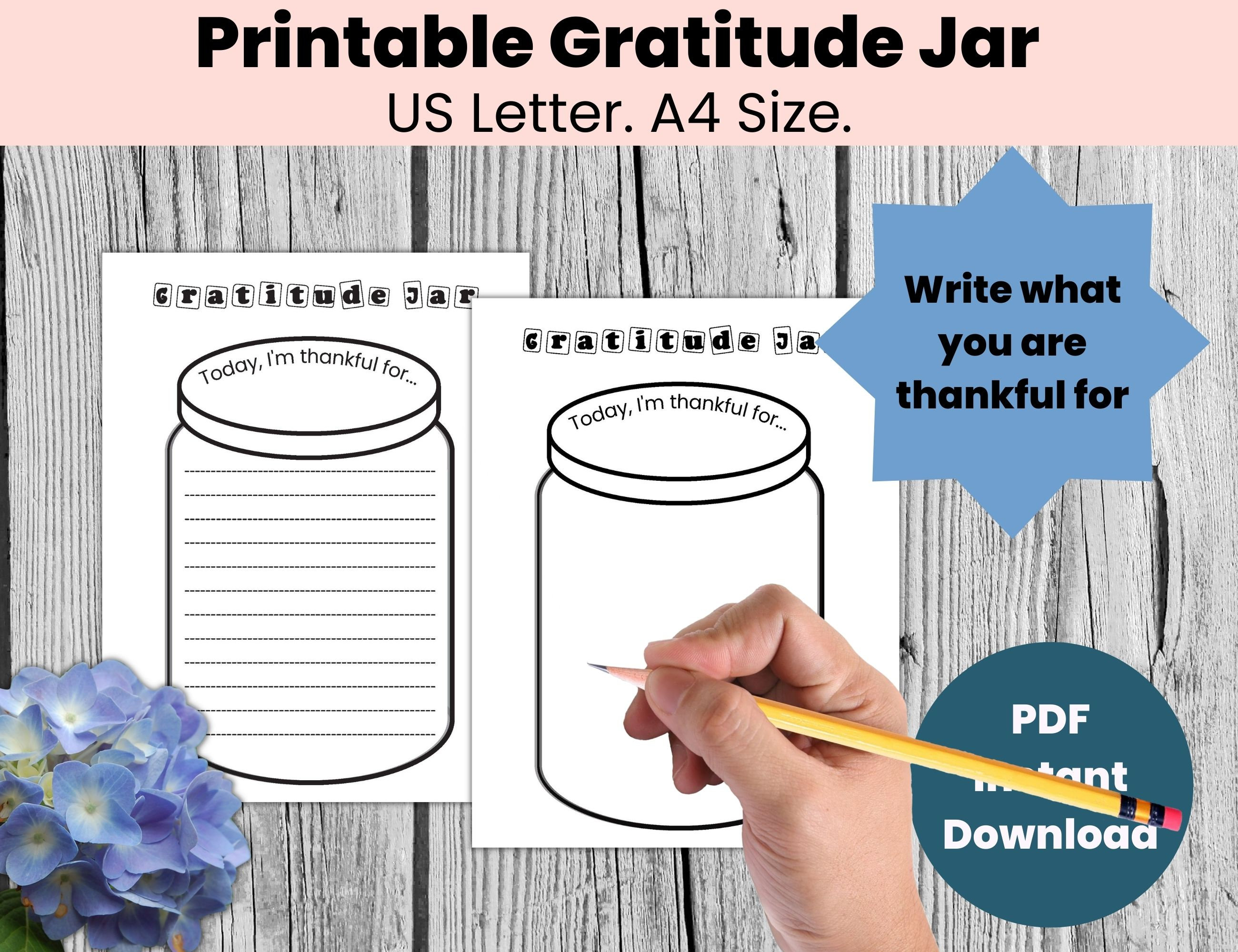 Printable Gratitude Jar for Kids, Gratitude Cards, Gratitude Jar Label ...