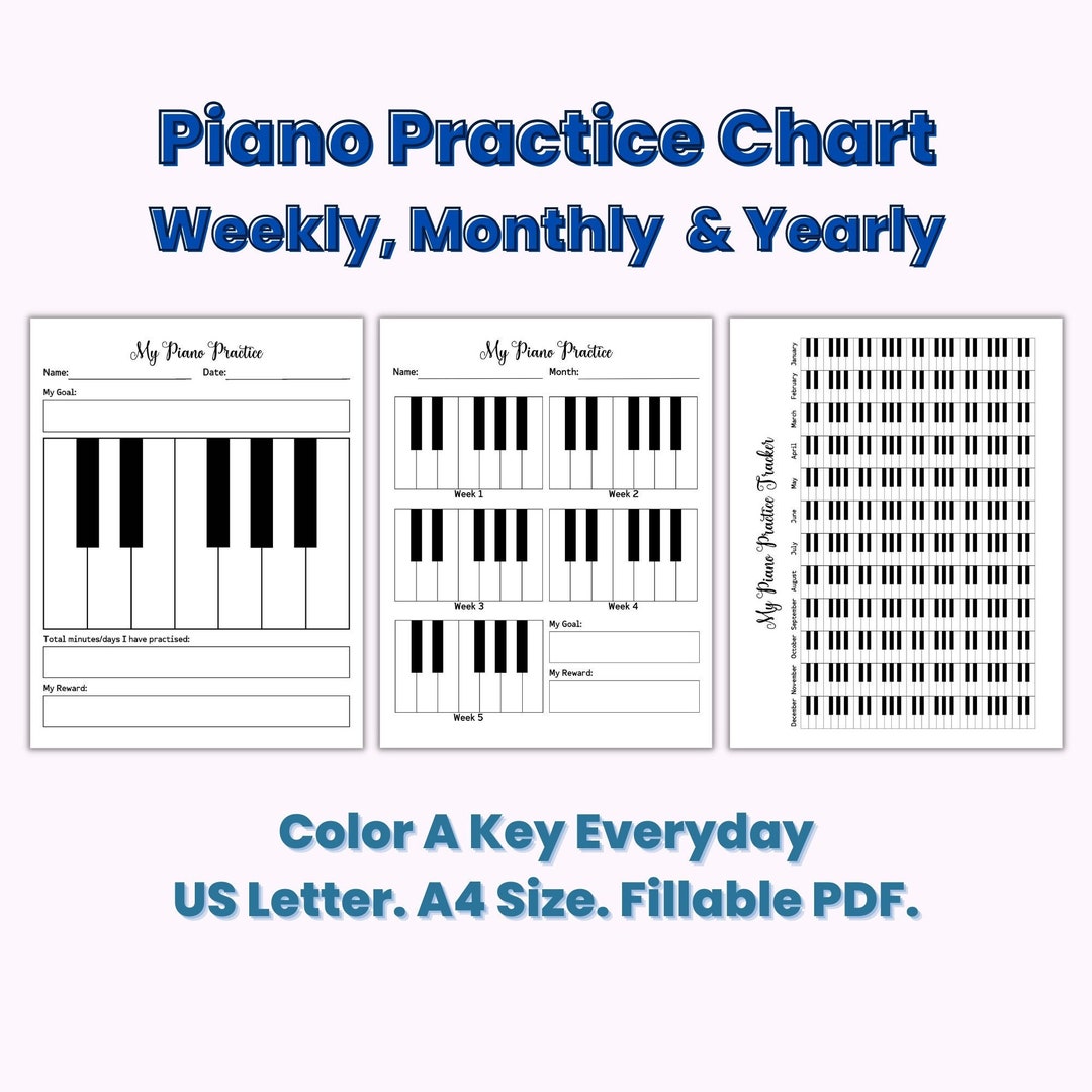 Piano Practice Chart Bundle, Music Practice Log, Music Practice Tracker ...