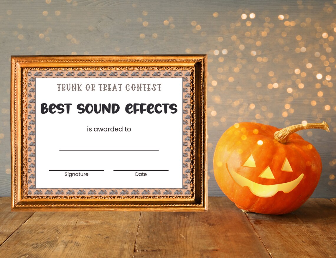 Halloween Trunk or Treat Contest Award Certificates, Fall Halloween ...