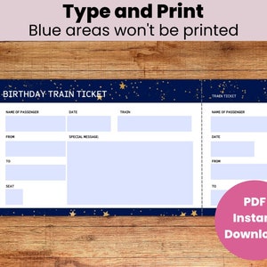 Custom Happy Birthday Train Ticket Gift Certificate, Printable Ticket ...