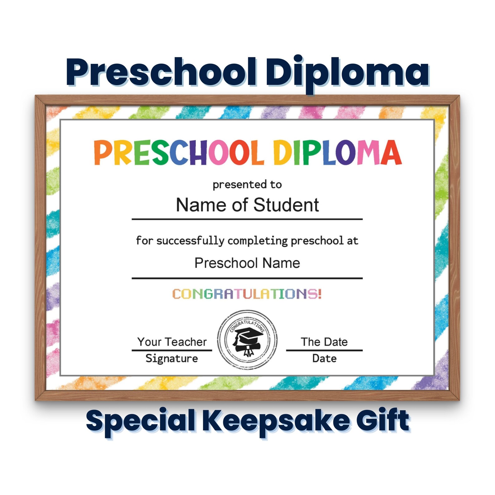 Preschool Graduation, Preschool Diploma Certificate Template, Custom ...