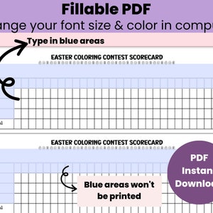 Editable Easter Coloring Contest Scorecard Template, Easter Competition ...