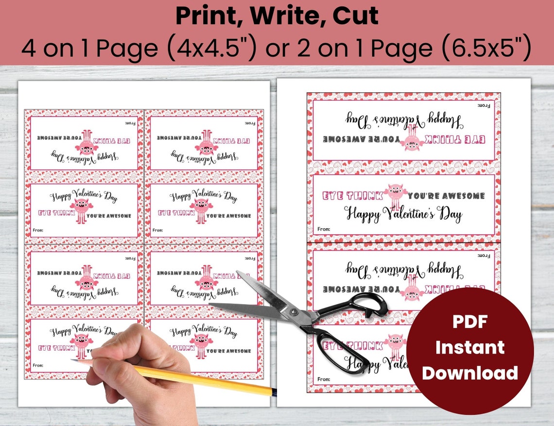 Monster Valentine Bag Topper, Valentines Party Favor Bag Topper, Class ...