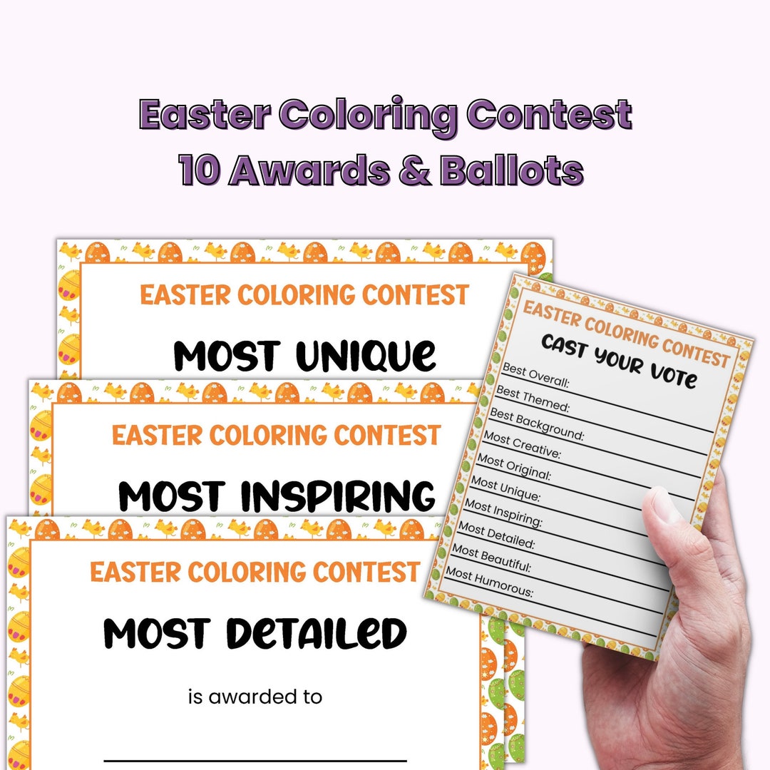Printable Easter Coloring Contest Award Certificates and Voting Cards ...