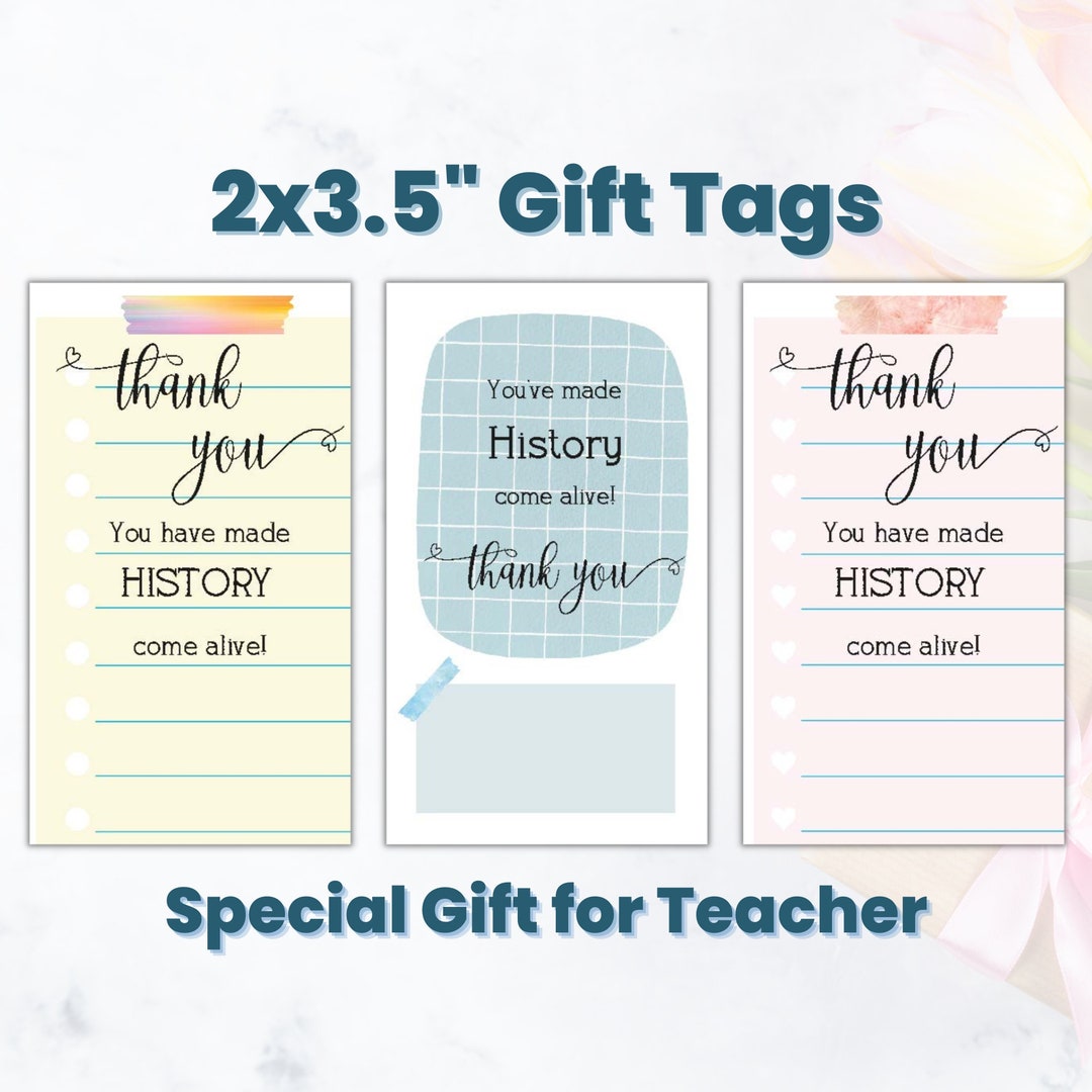 History Teacher Appreciation Week Gift Tags Printable, Teacher ...