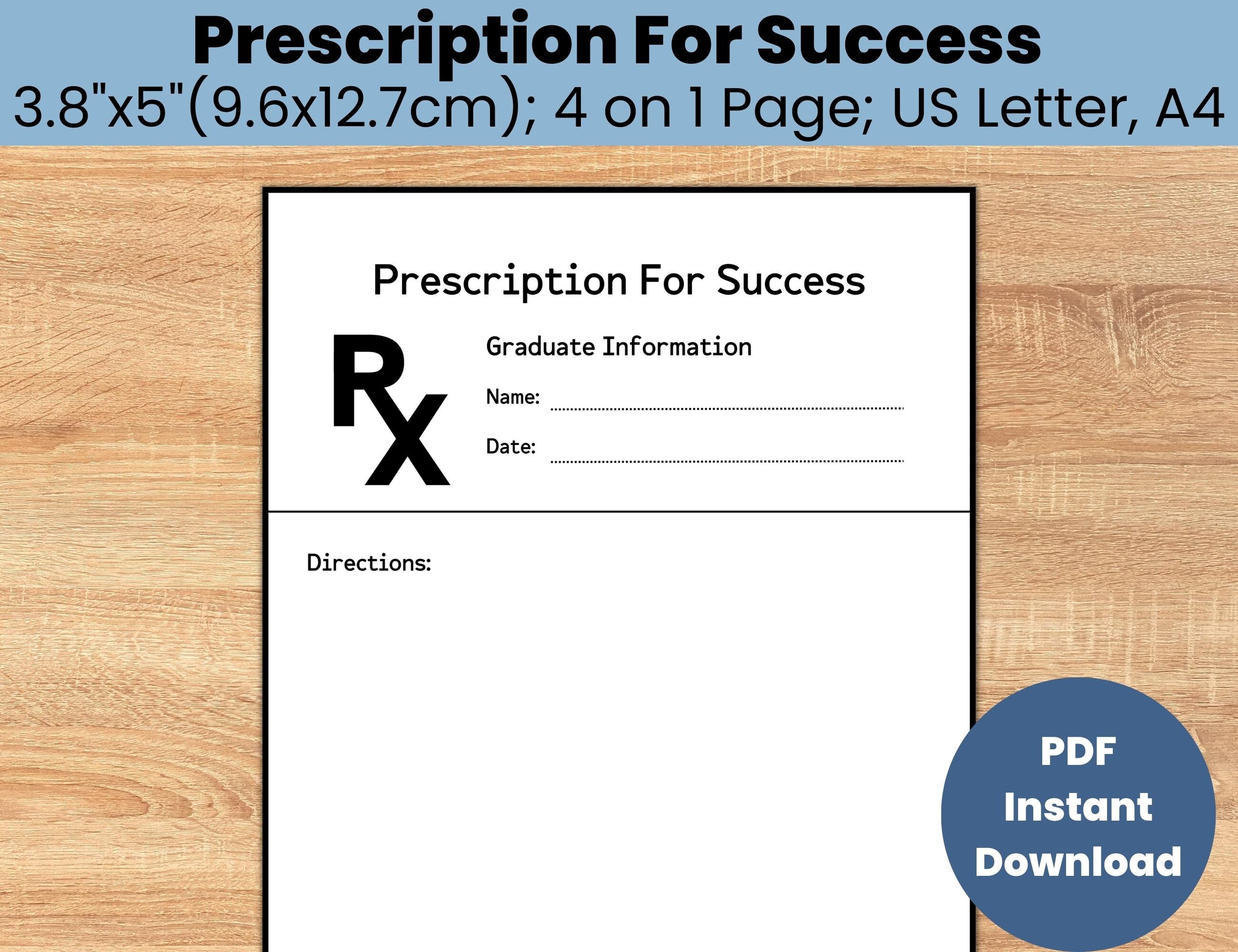 Prescription for Success, Graduation Advice and Wishes Card, Graduation ...