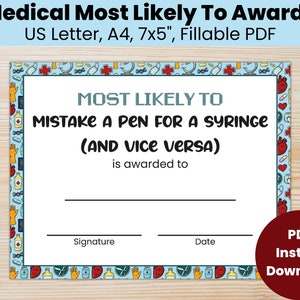 Most Likely to Award Certificates for Medical Office Party Games ...