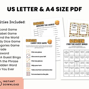 Burger Party Games Bundle, Burger Theme Backyard BBQ Games, Fastfood ...