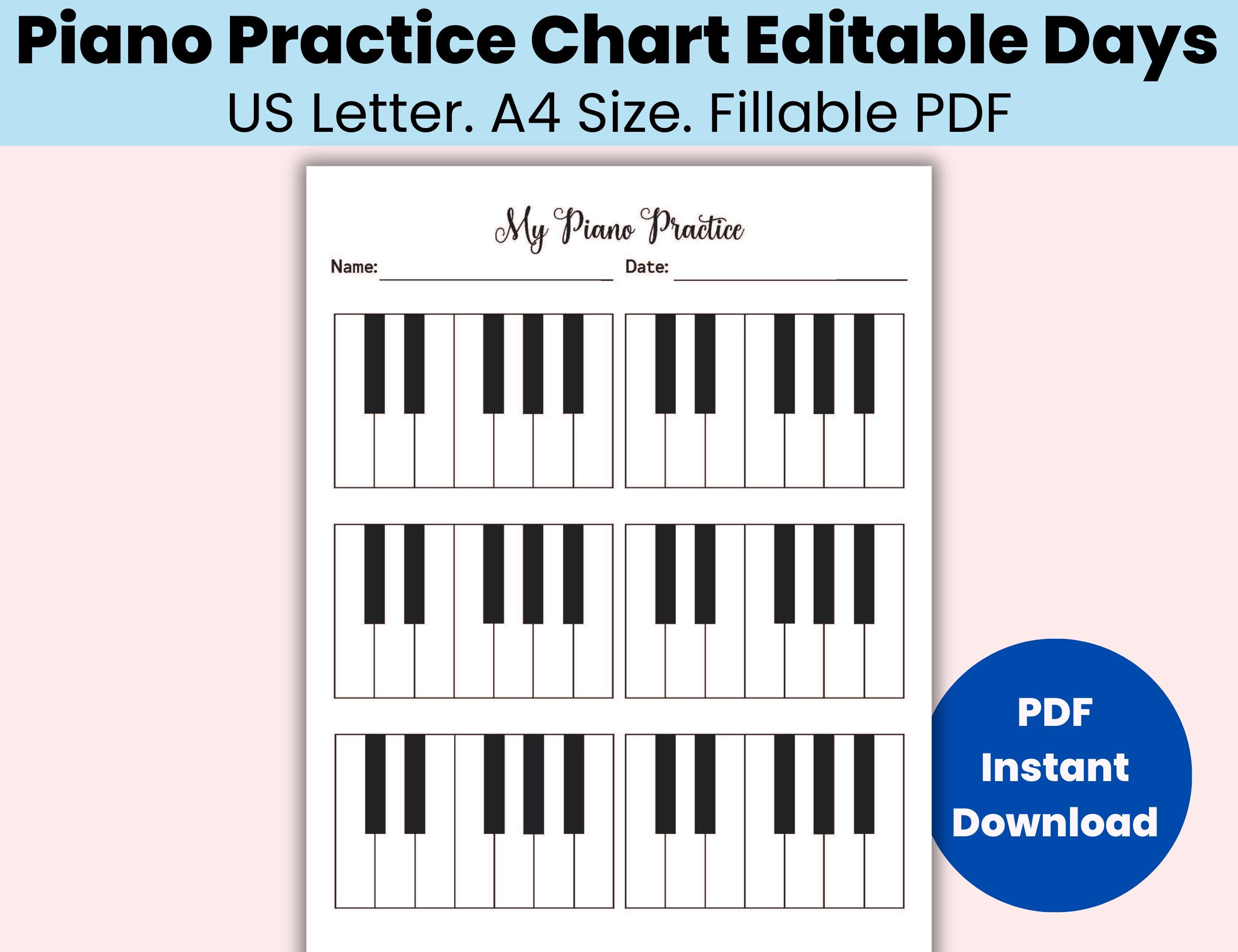 Piano Practice Chart Write the Day Yourself, Fillable PDF - Etsy