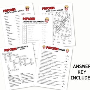 Popcorn Theme Party Games Bundle, Popcorn Movie Night Birthday Party ...