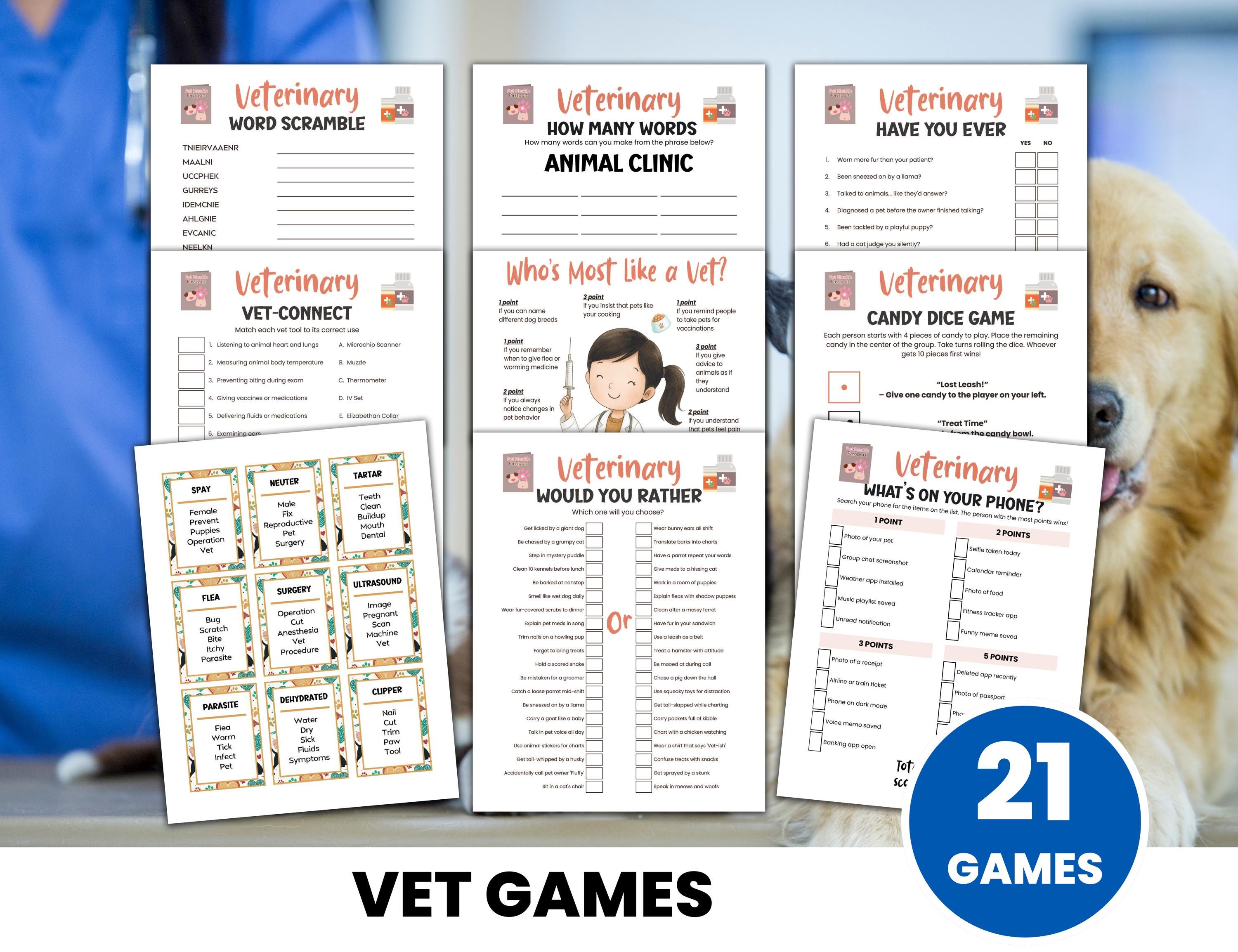 Vet Med Party Games Bundle, Vet Tech Week Work Party Games, Vet School ...