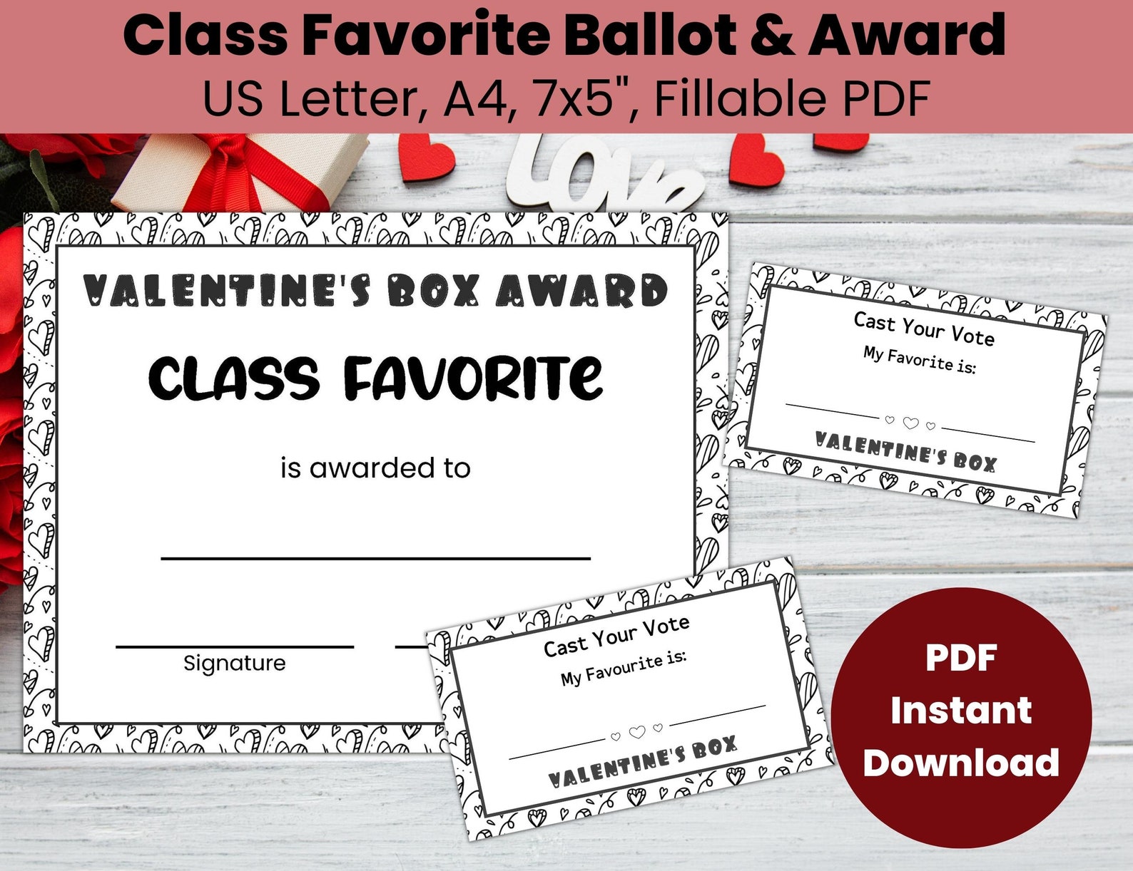 Black and White Valentines Box Contest Kit for Class and Valentines ...