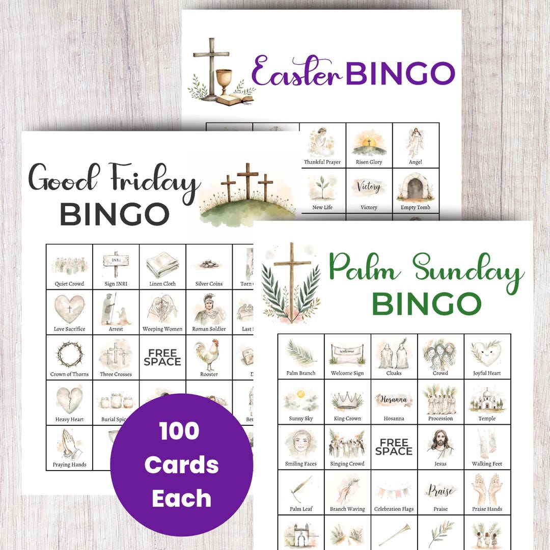 Holy Week Bingo Bundle, Palm Sunday, Good Friday, Easter Bingo, Easter ...