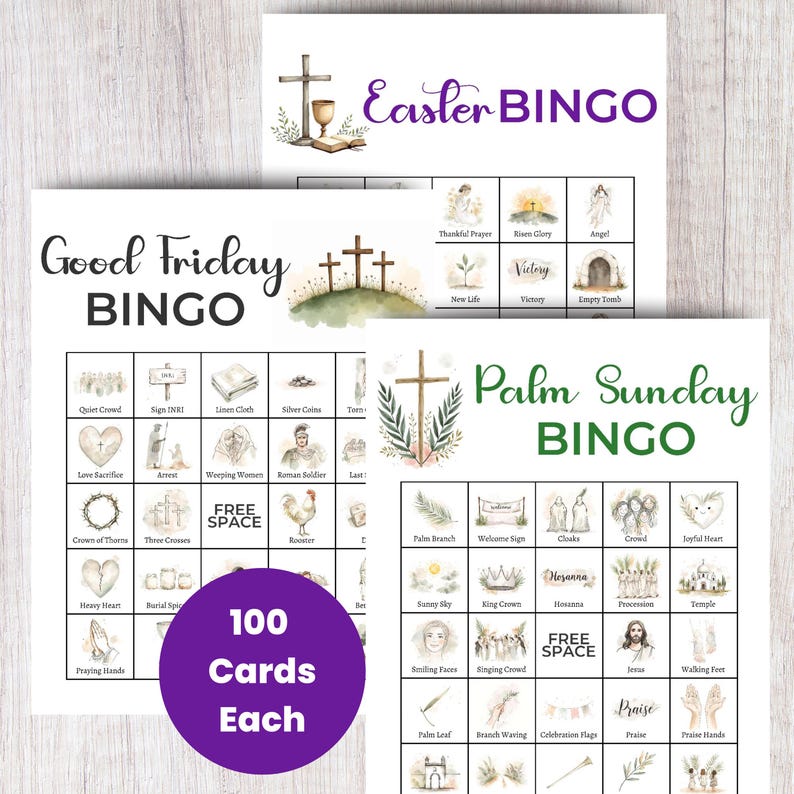 Holy Week Bingo Bundle, Palm Sunday, Good Friday, Easter Bingo, Easter ...