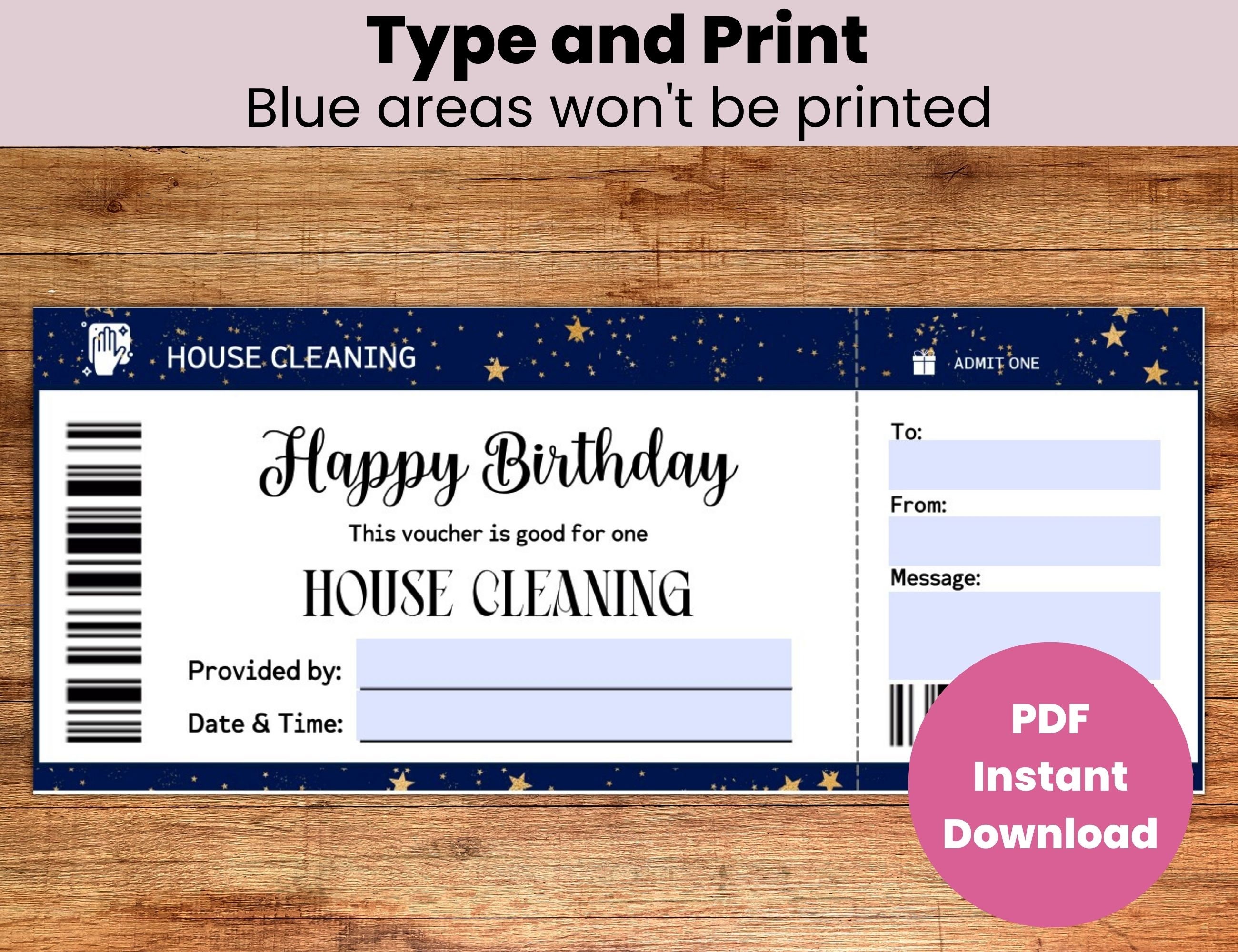 House Cleaning Gift Coupon Template, Custom Cleaning Service Happy ...