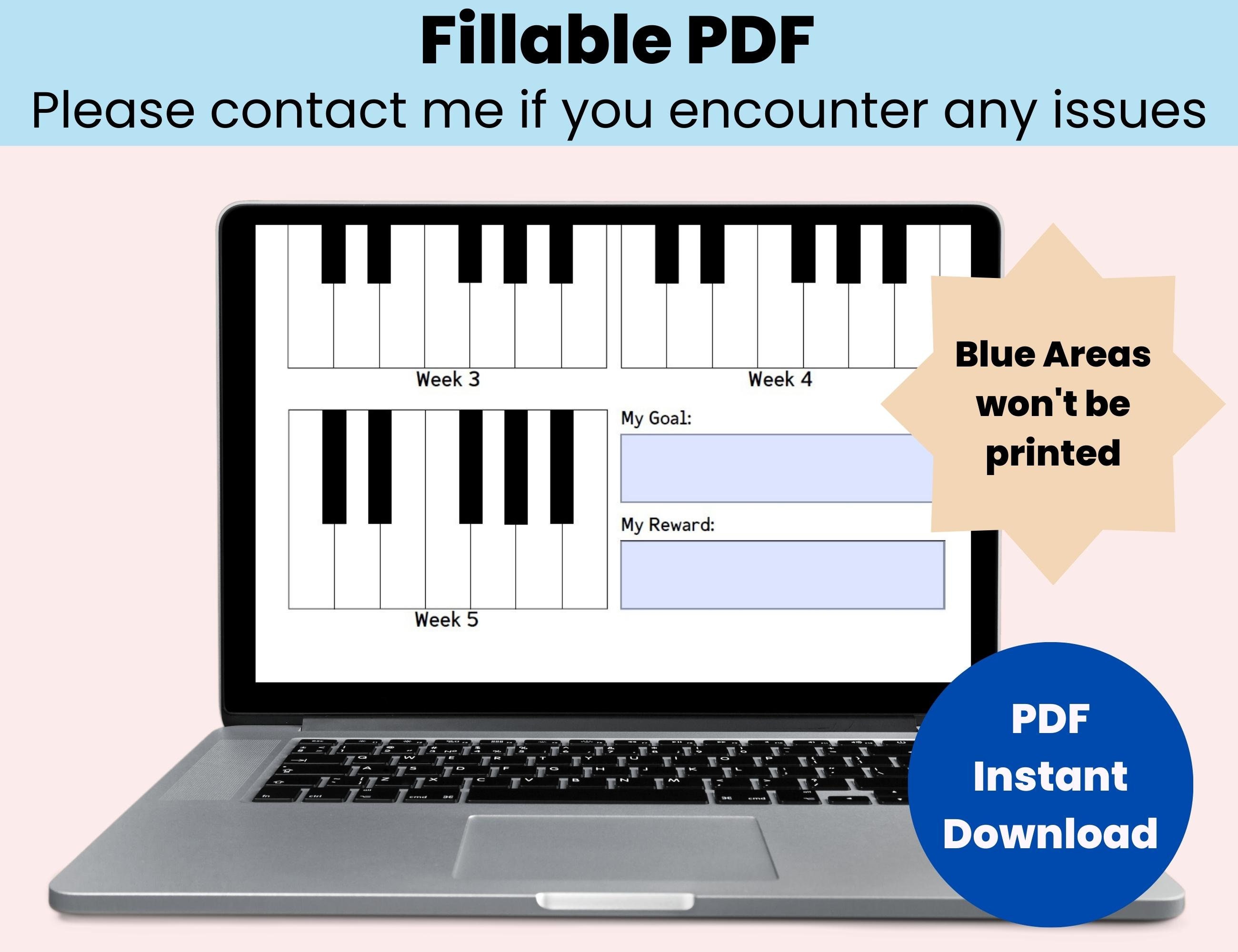 Monthly Piano Practice Chart, Music Practice Log, Music Practice ...