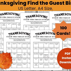 Fun Thanksgiving Find the Guest Bingo Game, Holiday Ice Breaker Game ...