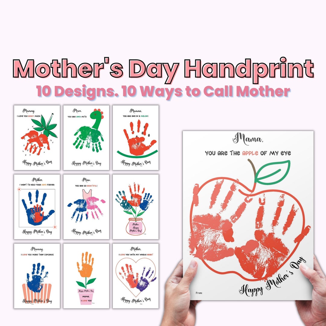 Mom Handprint Craft, Mother's Day Baby Handprint Art, 1st Mother's Day ...