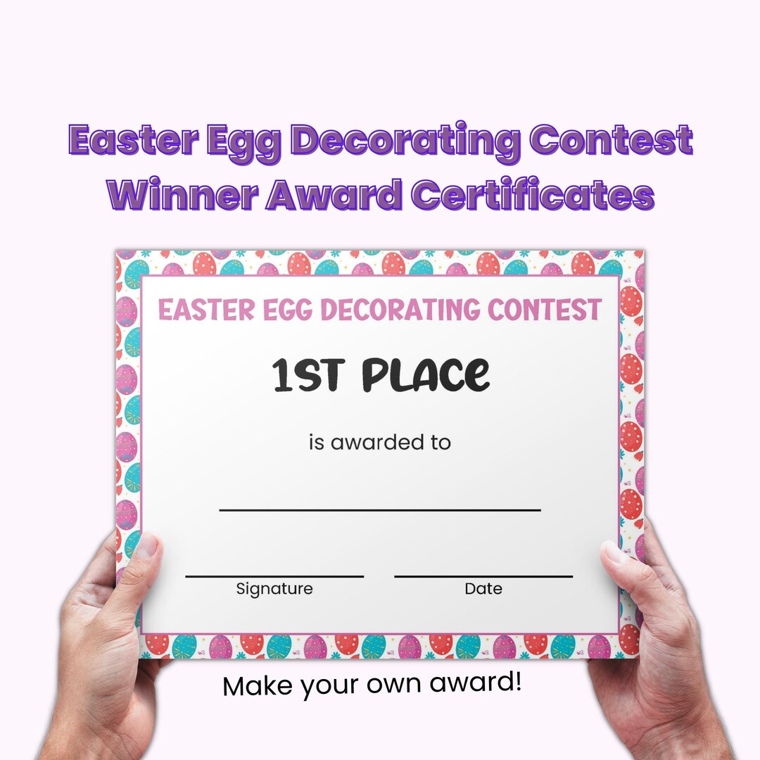 Easter Egg Decorating Contest Award Certificates, Easter Competition ...