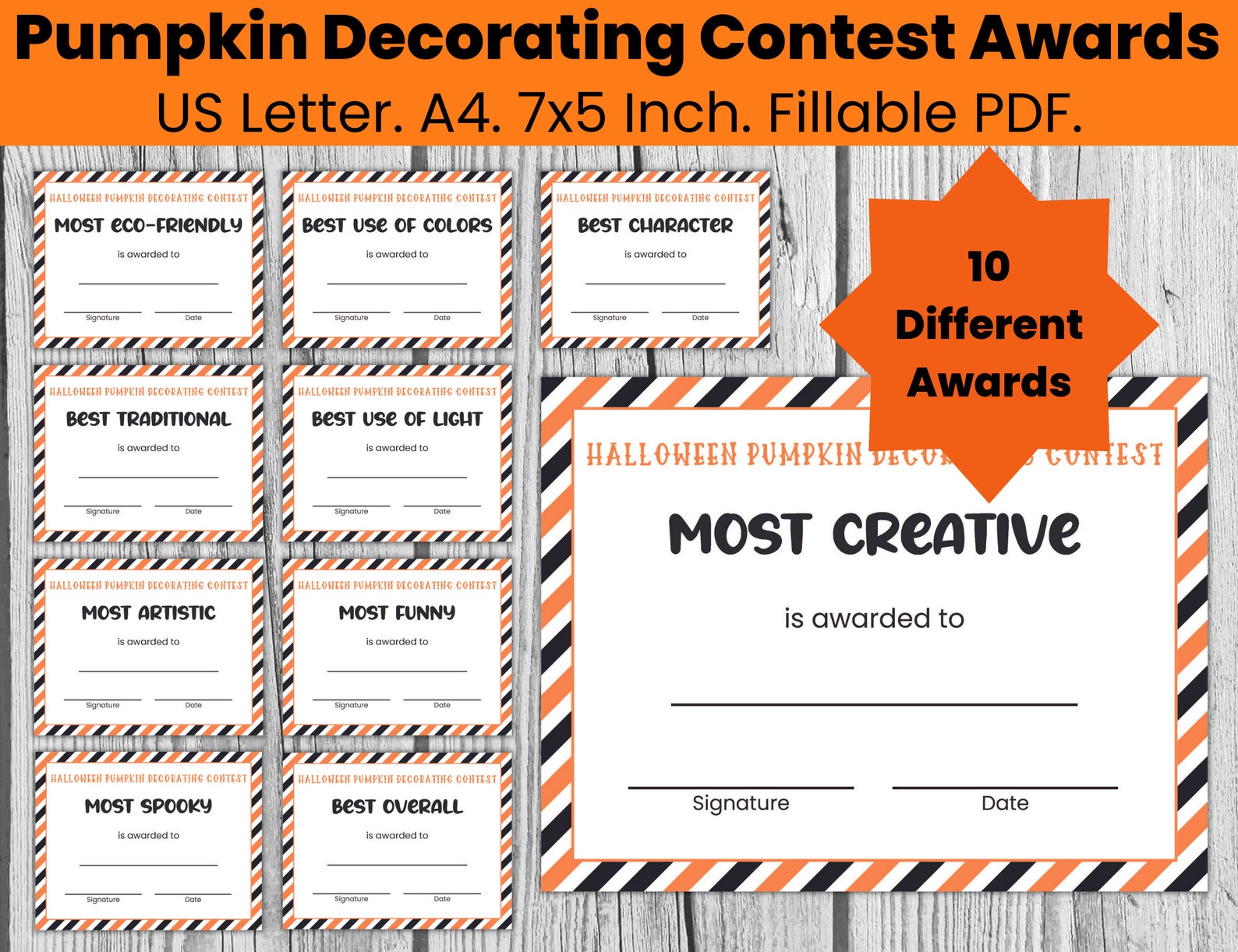 Halloween Pumpkin Decorating Contest Award Certificates and Halloween ...