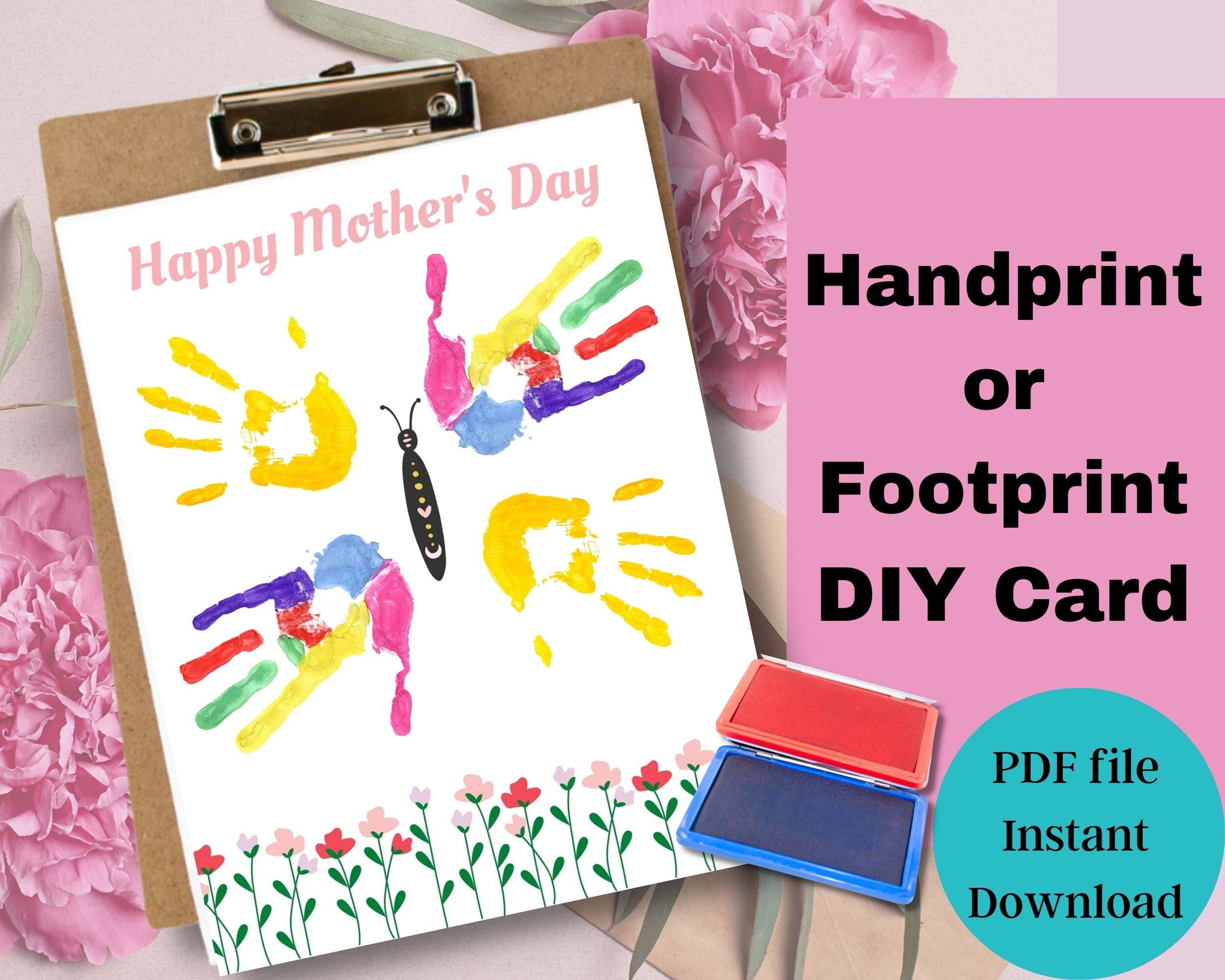Printable Mother's Day DIY Bundle, Coloring Fillable Card, Handprint or ...