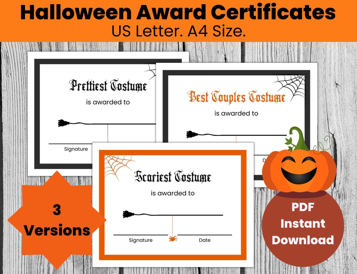 Halloween Award Certificates, Halloween Costume Contest Ballot Template ...