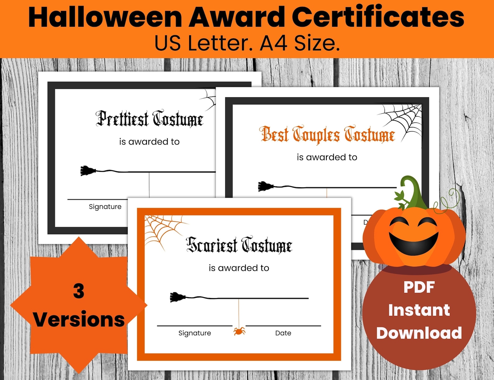Halloween Award Certificates, Halloween Costume Contest Ballot Template ...
