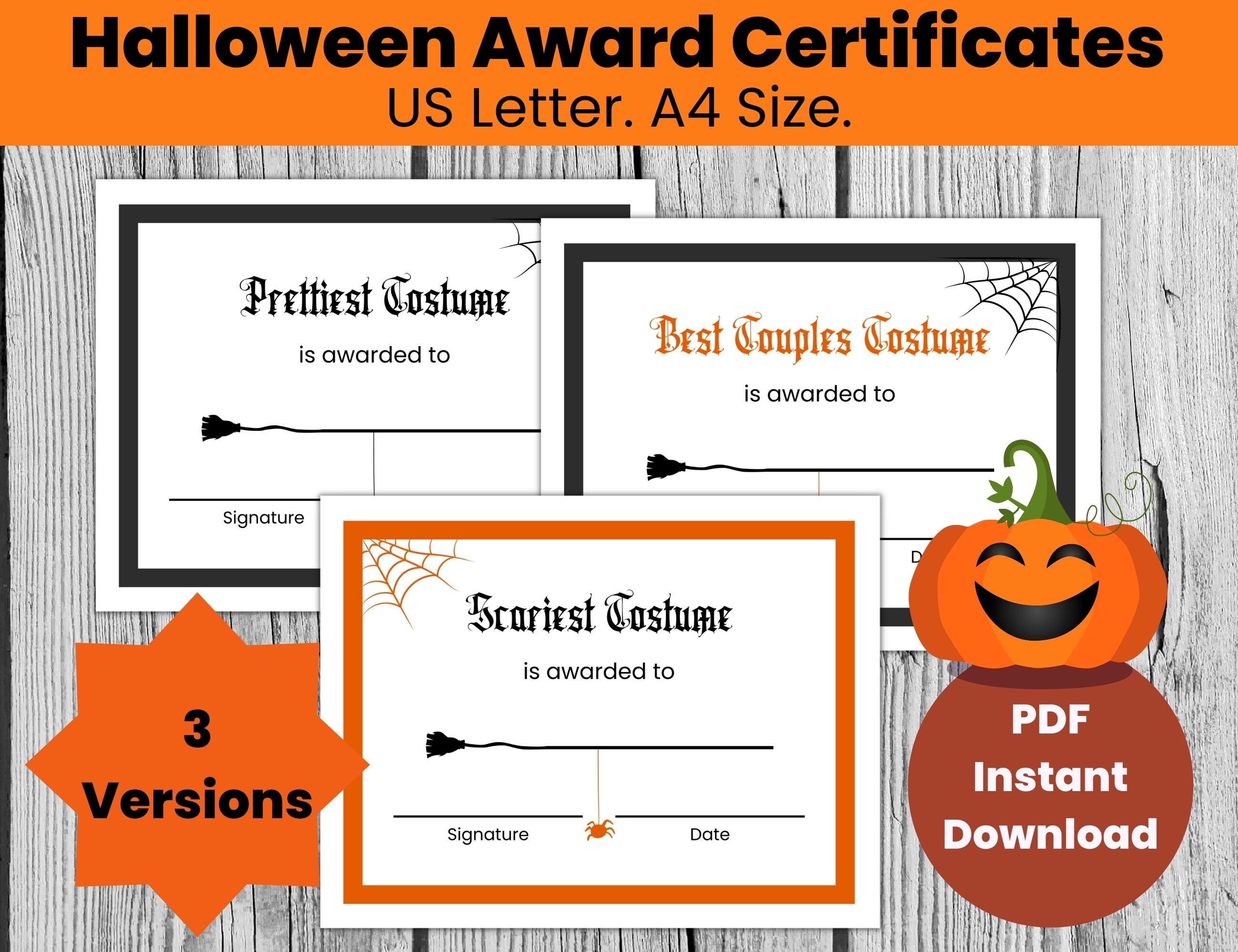 Halloween Award Certificates, Halloween Costume Contest Ballot Template ...
