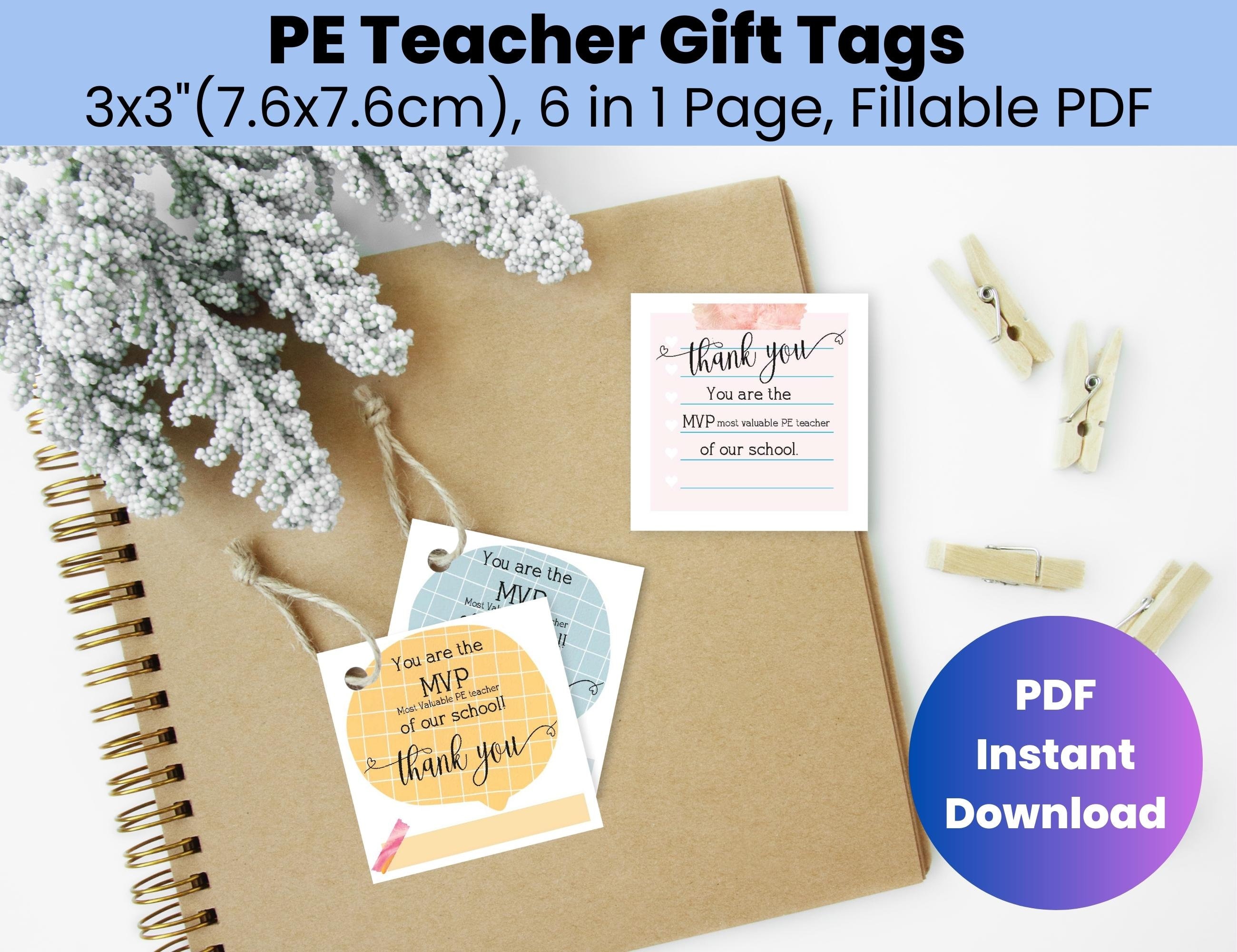 Physical Education Teacher Appreciation Week Gift Tags Printable, PE ...