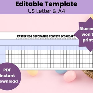 Easter Egg Decorating Contest Scorecard Template Editable, Score Sheet ...